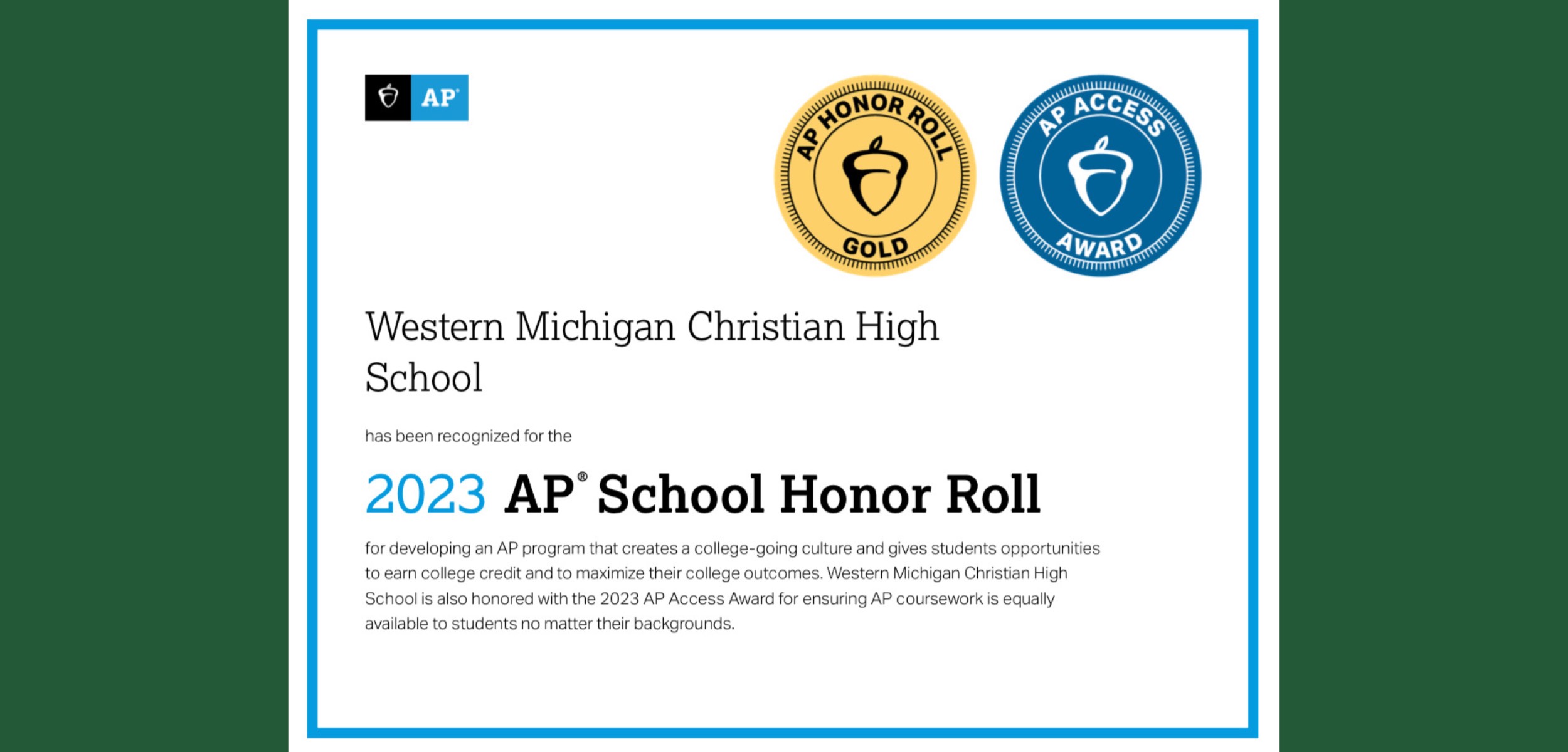 WMC Named to Advanced Placement School Honor Roll - Western Michigan ...